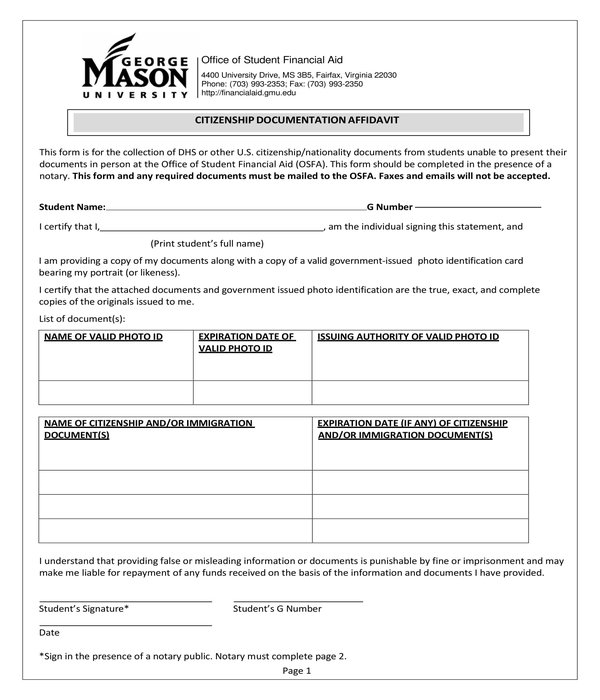 FREE 7+ Citizenship Affidavit Forms in PDF | MS Word