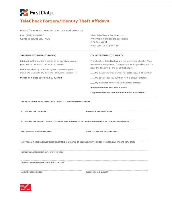 FREE 3+ Identity Theft Affidavit Forms in PDF