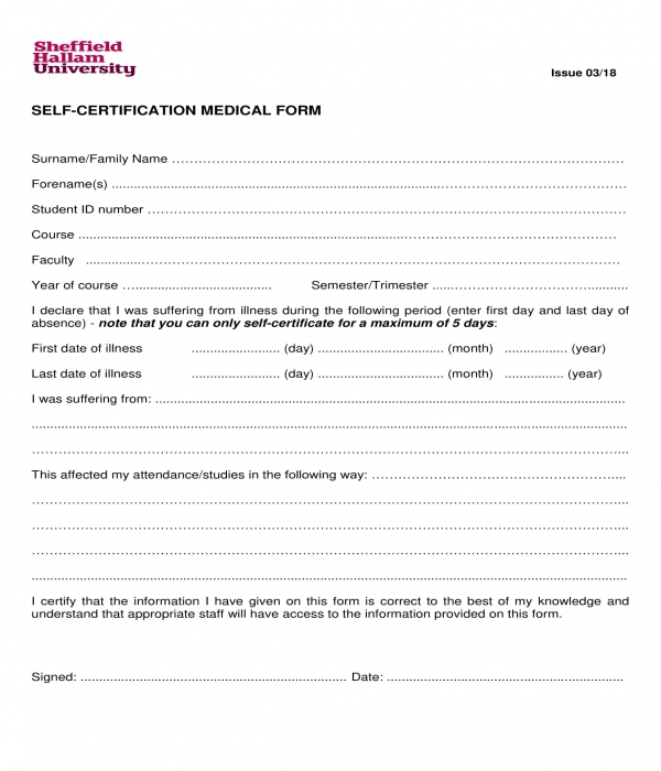 FREE 16+ Self-Certification Form Samples, PDF, MS Word, Google Docs