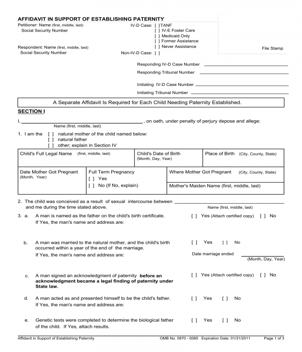 FREE 3+ Affidavit of Paternity Forms in PDF | MS Word