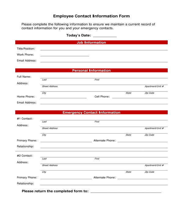 FREE 3+ Employee Contact Forms in MS Word | PDF
