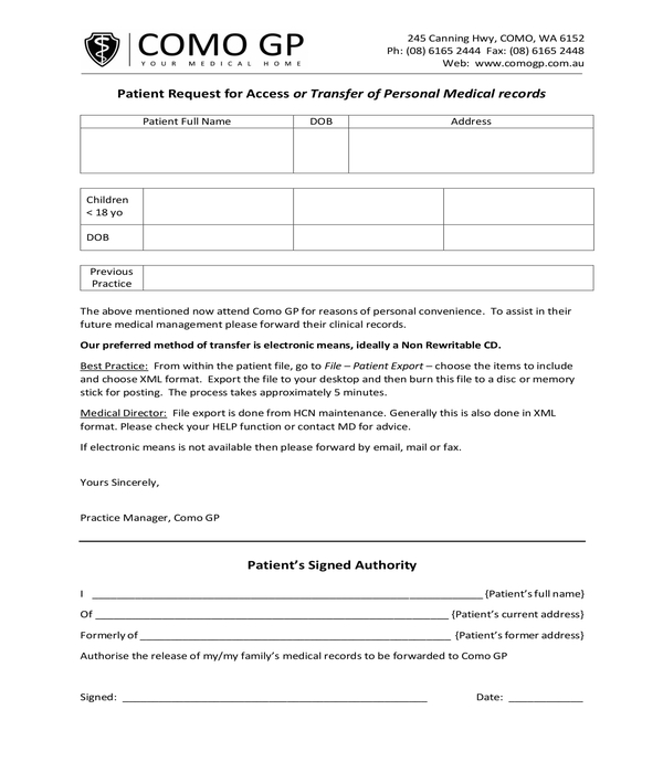 FREE 11+ Medical Records Transfer Forms in PDF | MS Word