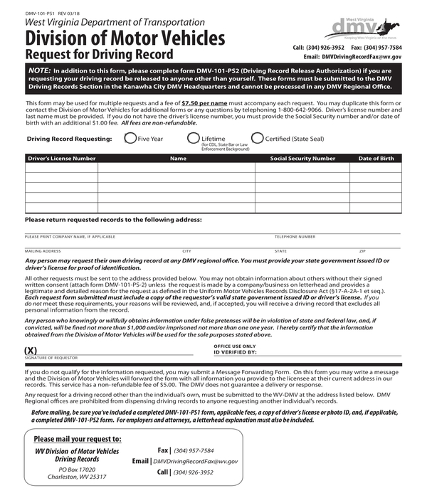 FREE 5+ Driver Record Request Forms in PDF