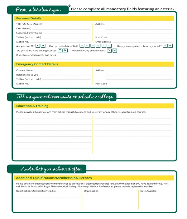 FREE 4+ Retail Job Application Forms in PDF | MS Word