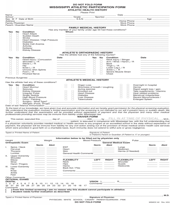 FREE 11+ Athletic Participation Forms in PDF | MS Word