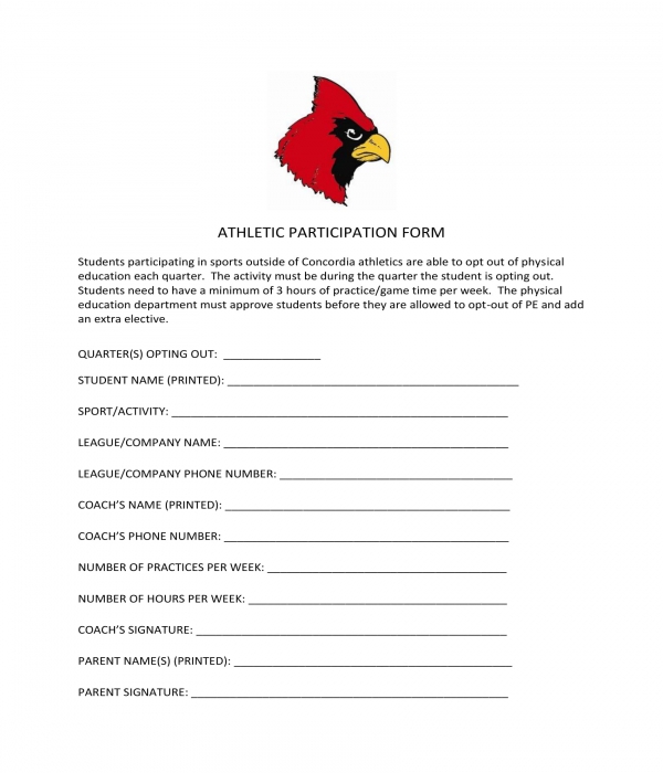 FREE 11+ Athletic Participation Forms in PDF | MS Word