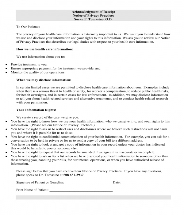 FREE 8+ Acknowledgment of Receipt Forms in PDF | MS Word