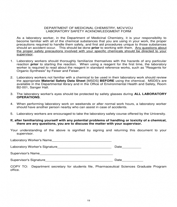 FREE 6+ Safety Acknowledgment Forms in PDF MS Word