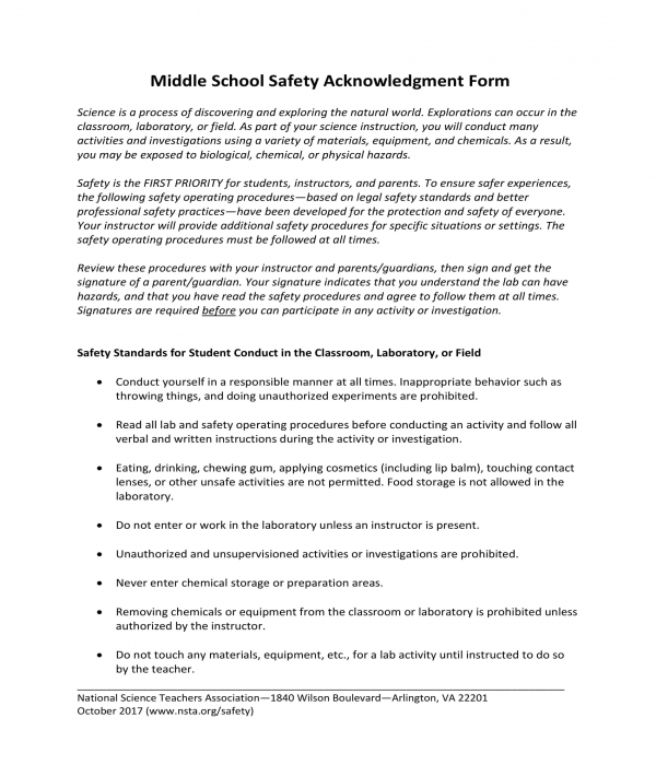 FREE 6+ Safety Acknowledgment Forms in PDF MS Word