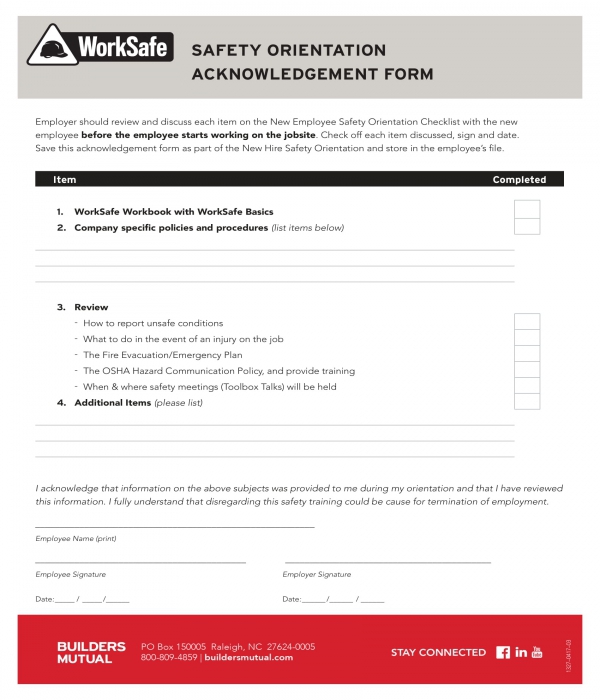 FREE 6+ Safety Acknowledgment Forms in PDF MS Word