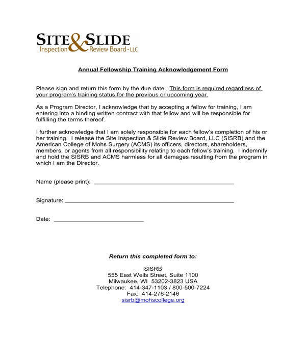 FREE 24+ Training Acknowledgment Form Samples, PDF, MS Word, Google ...