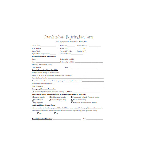 FREE 15+ Church Registration Form Samples, PDF, MS Word, Google Docs