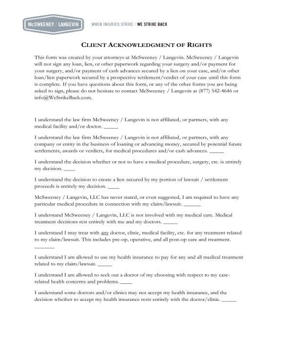 FREE 6+ Client Acknowledgment Forms in PDF | MS Word