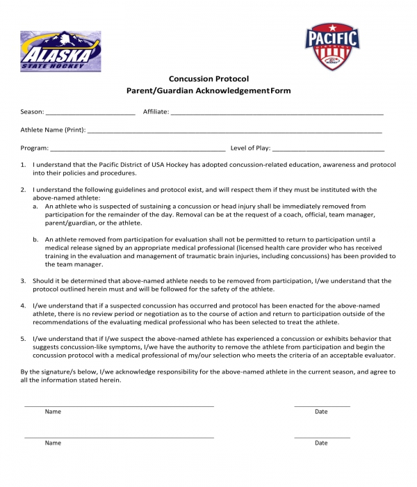 FREE 6+ Concussion Acknowledgment Forms in PDF | MS Word