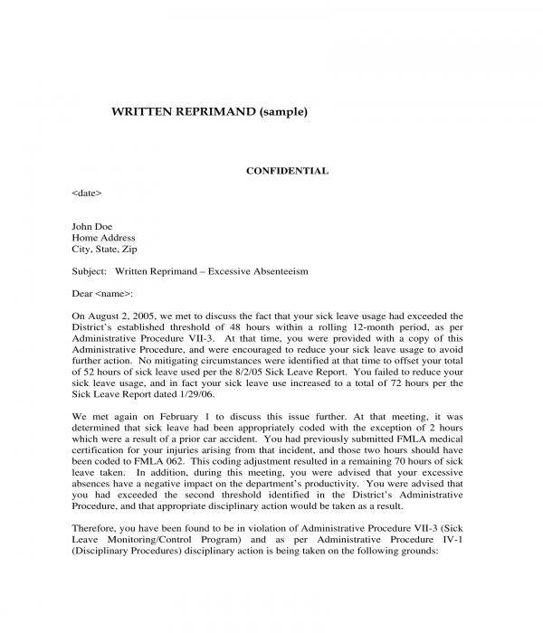 FREE 3+ Written Reprimand Forms in PDF | MS Word