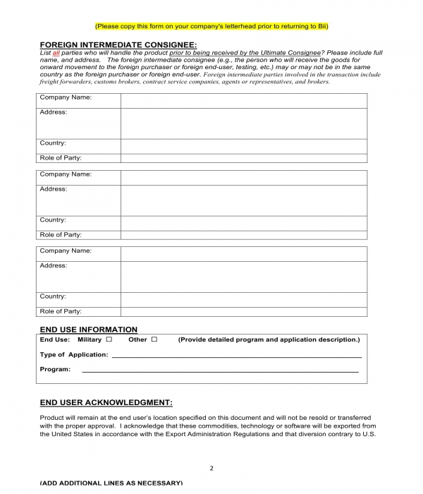 FREE 6 End User Acknowledgment Forms In PDF