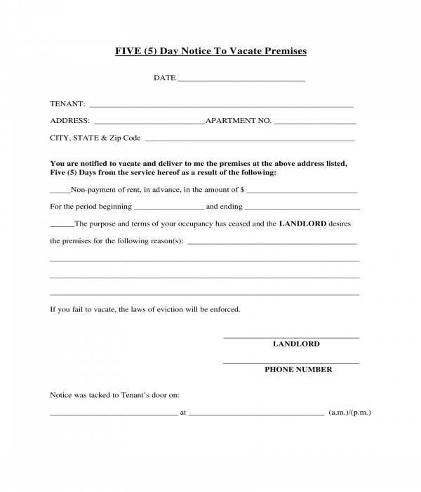 FREE 3+ Five-Day Notice Forms in PDF | MS Word