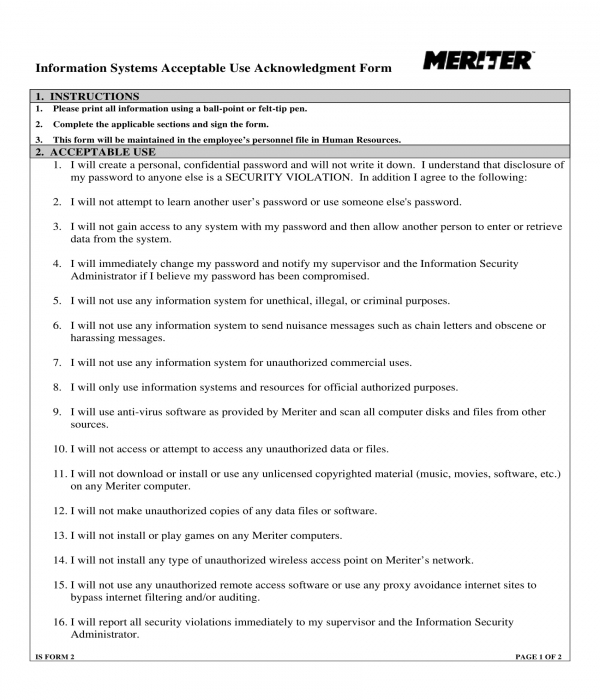 FREE 5+ User Acknowledgment Forms in PDF
