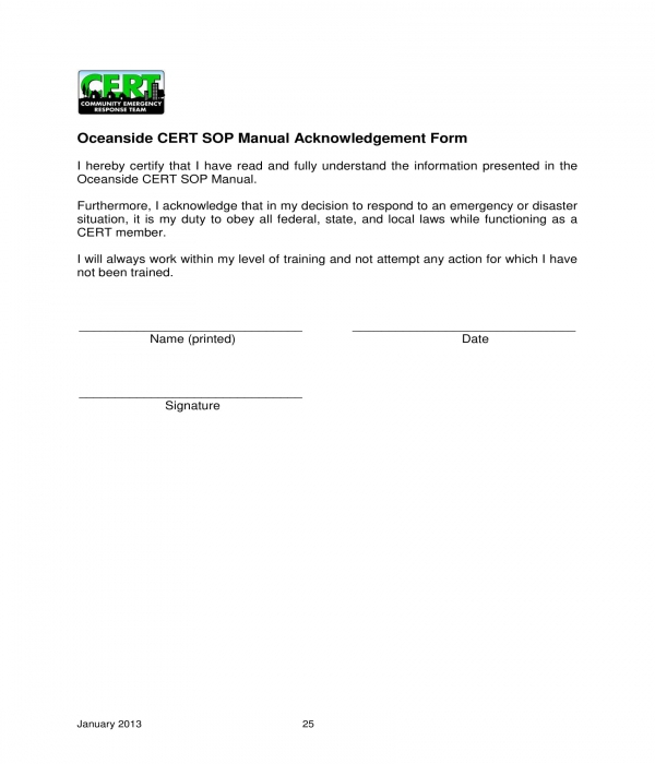 FREE 7+ SOP Acknowledgment Form Samples, PDF, MS Word, Google Docs