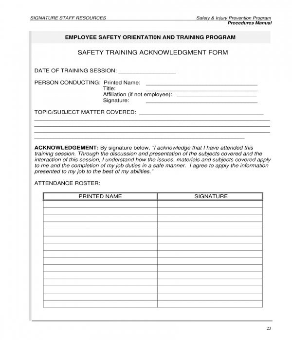 FREE 24+ Training Acknowledgment Form Samples, PDF, MS Word, Google ...
