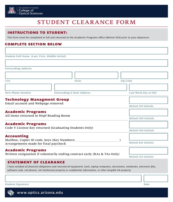 FREE 14+ School Clearance Form Samples, PDF, MS Word, Google Docs, Excel
