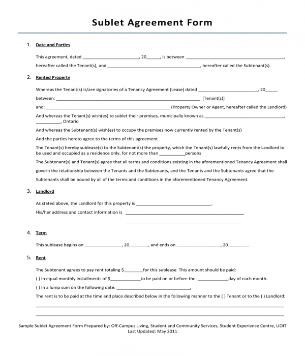 FREE 3+ Sublet Agreement Forms in PDF | MS Word