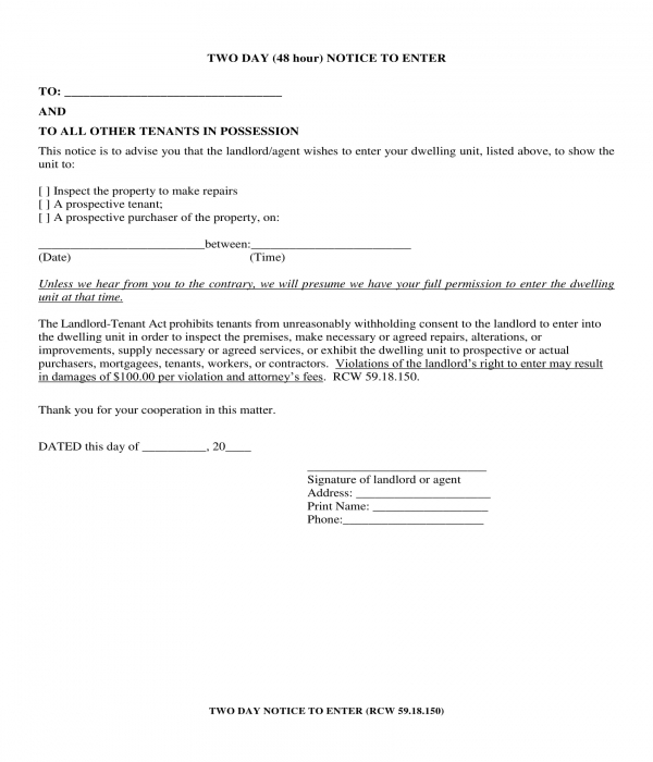 FREE 5+ Notice to Enter Forms in PDF | MS Word