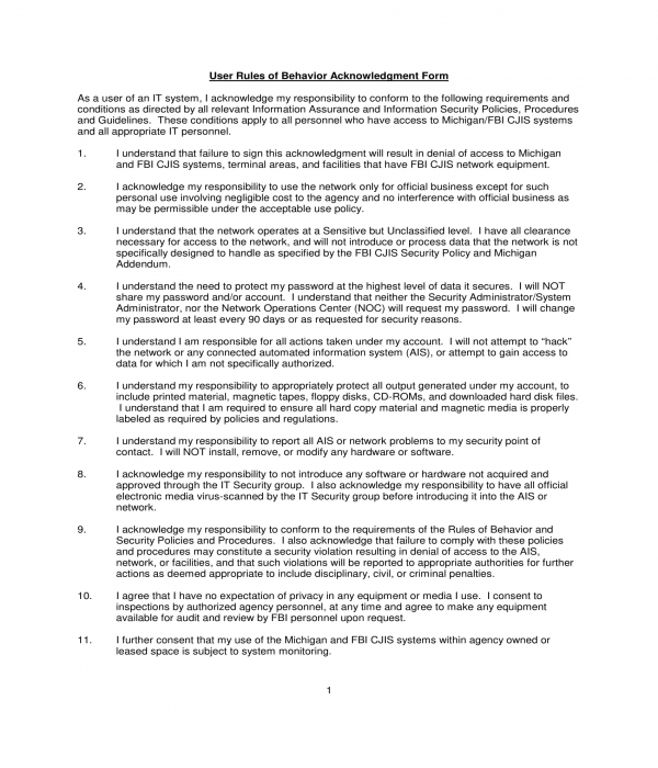 FREE 5+ User Acknowledgment Forms in PDF