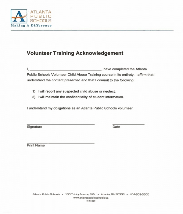 FREE 24+ Training Acknowledgment Form Samples, PDF, MS Word, Google ...
