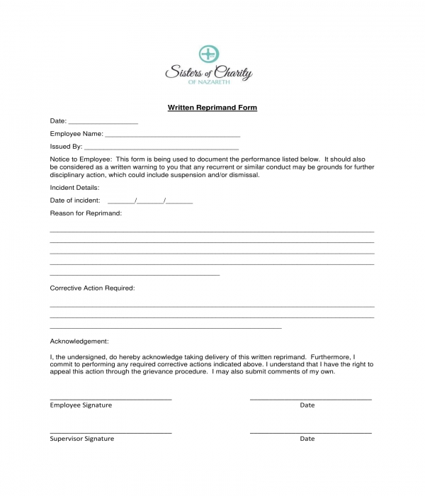 FREE 3+ Written Reprimand Forms in PDF | MS Word
