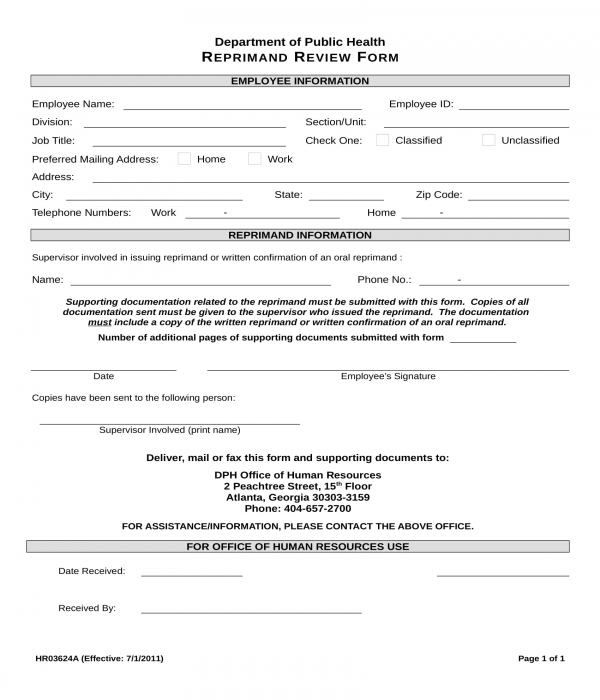 FREE 3+ Written Reprimand Forms in PDF | MS Word