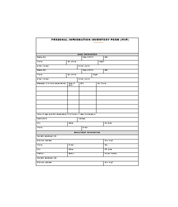 FREE 6+ Basic Personal Information Forms in PDF | MS Word