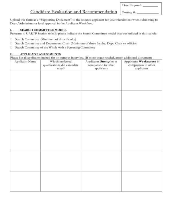 FREE 14+ Candidate Evaluation Form Samples, PDF, MS Word, Google Docs ...