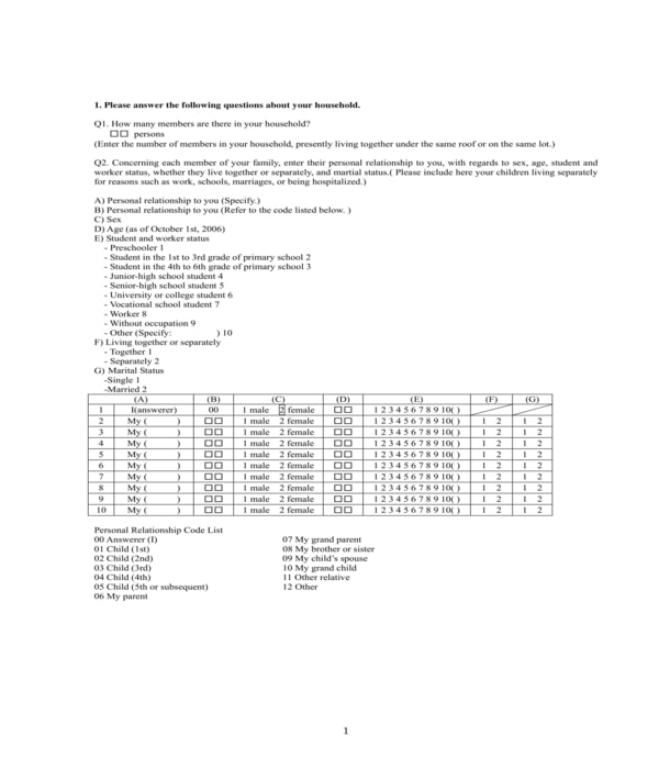 FREE 6+ Family Survey Forms in PDF