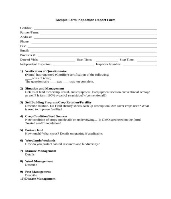 FREE 13+ Inspection Report Form Samples, PDF, MS Word, Google Docs