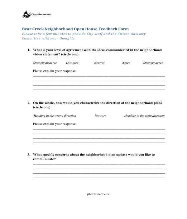 FREE 6+ Open House Feedback Forms in PDF | MS Word
