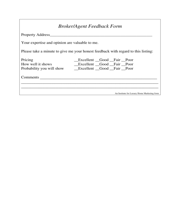 FREE 6+ Open House Feedback Forms in PDF | MS Word
