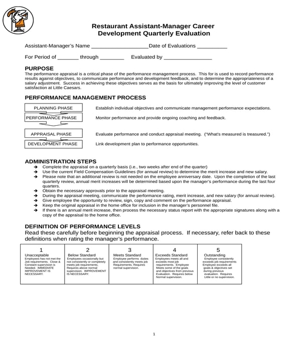 FREE 3+ Restaurant Manager Evaluation Forms in PDF