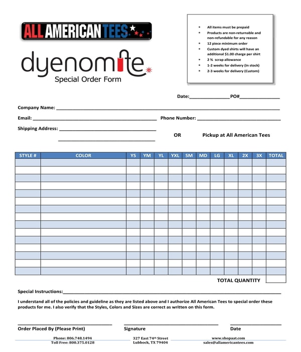 FREE 8+ Special Order Forms in PDF