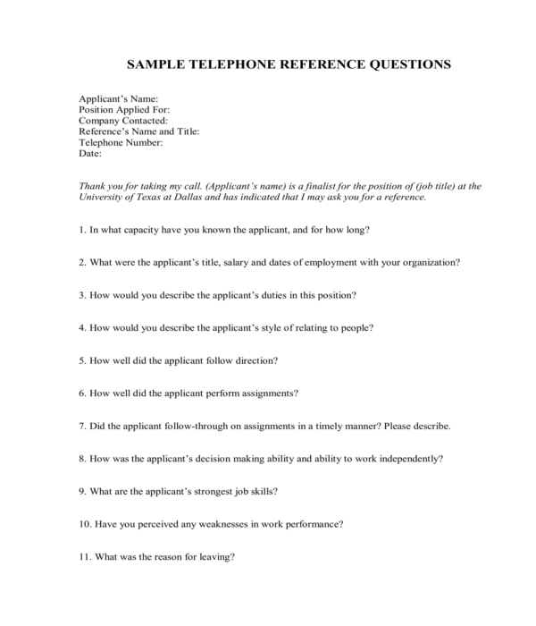 FREE 6+ Telephone Reference Check Forms in PDF | MS Word