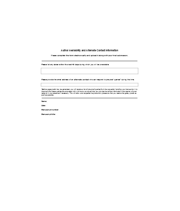 FREE 12+ Availability Forms in PDF | MS Word | Excel