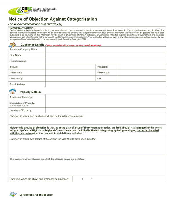 FREE 11+ Notice of Objection Forms in PDF | MS Word