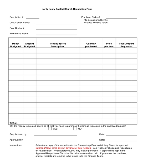 FREE 16+ Requisition Form Samples, PDF, MS Word, Google Docs, Excel