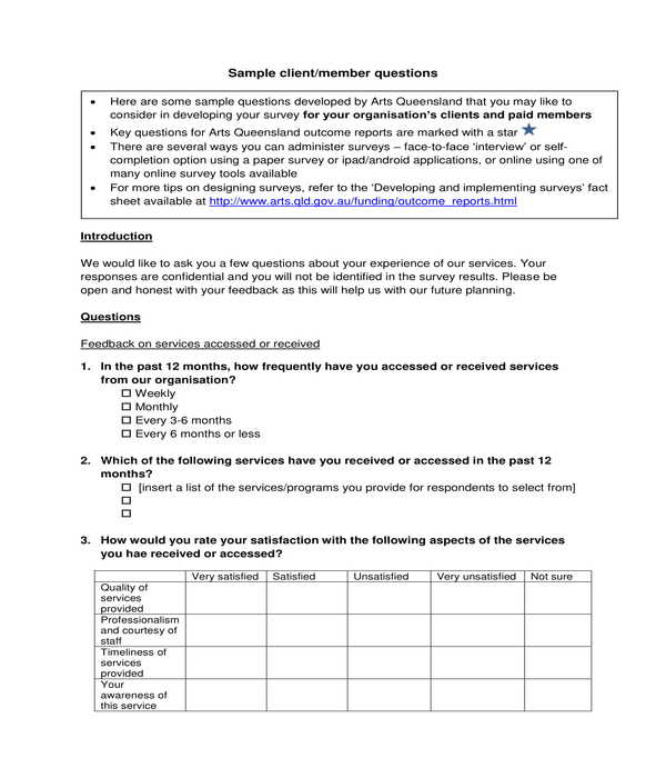 FREE 9+ Client Survey Forms in PDF | MS Word