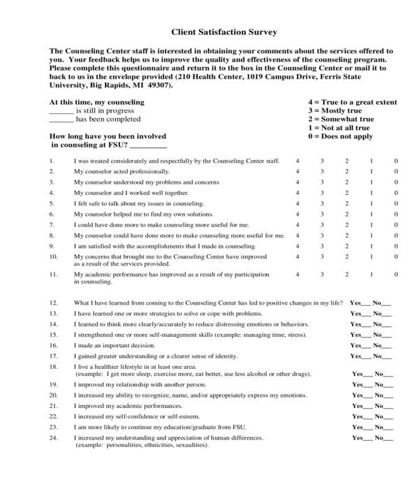FREE 9+ Client Survey Forms in PDF | MS Word