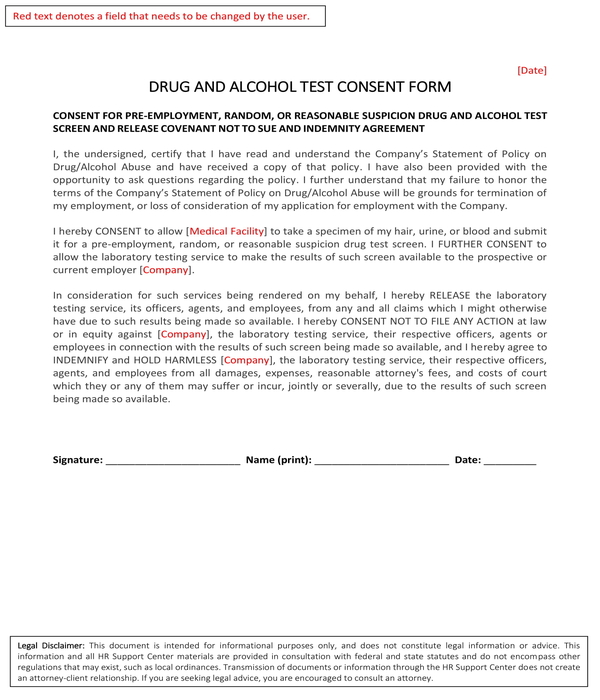 FREE 7+ Drug-Alcohol Testing Consent Forms in PDF | MS Word