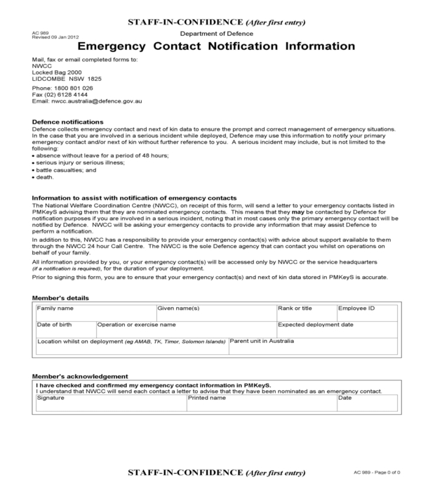 FREE 11+ Emergency Contact Information Forms in PDF | MS Word | Excel