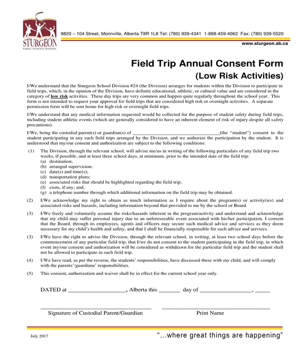 FREE 17+ Field Trip Consent Form Samples, PDF, MS Word, Goolge Docs