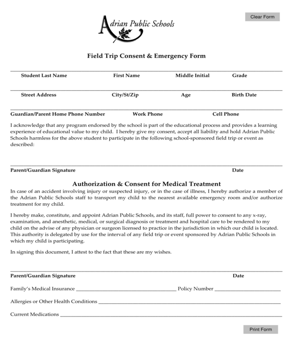 FREE 17+ Field Trip Consent Form Samples, PDF, MS Word, Goolge Docs