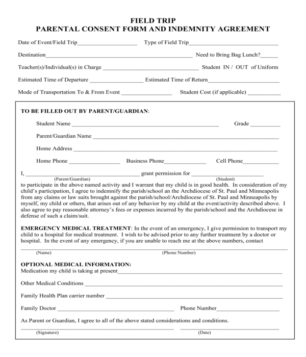FREE 17+ Field Trip Consent Form Samples, PDF, MS Word, Goolge Docs